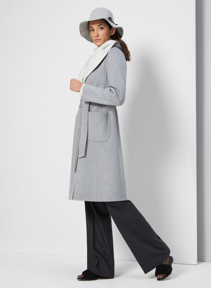 Double fabric two-tone wool and cashmere belted coat - Cinzia Rocca